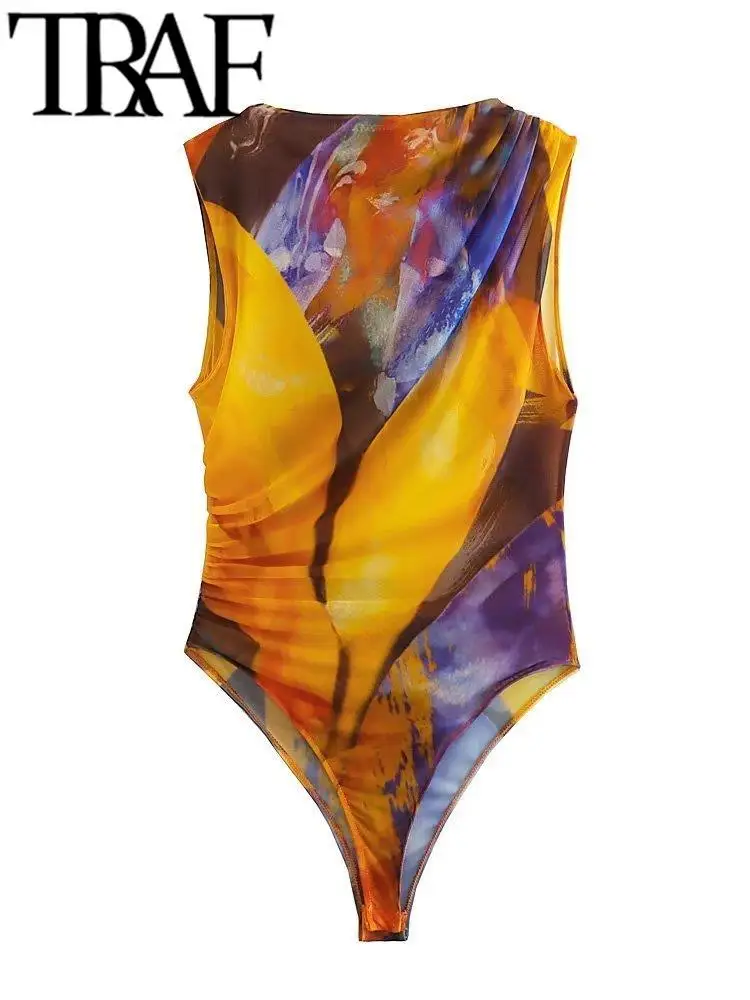 TRAF-body-Sexy-de-tul-con-estampado-para-mujer-traje-ajustado-sin ...