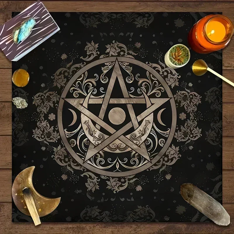 1pc Tarot Tablecloth, Altar Cloth, Moon Phase, Sun, Starry Sky, Flowers ...
