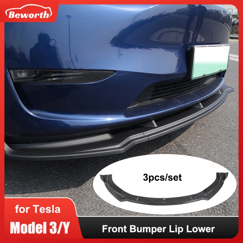 MODELY Front Bumper Lip Chin For Tesla Model 3 Y 2021 22 Body Kit ...