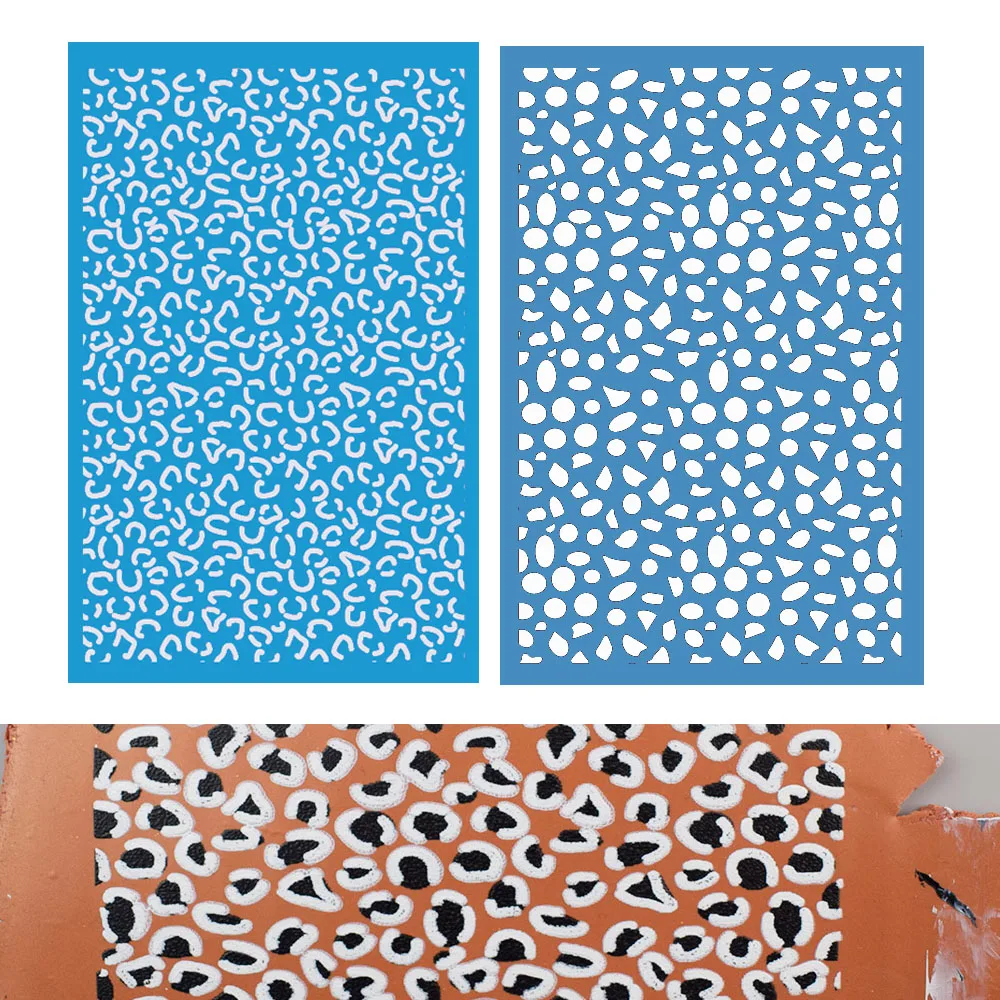 2 Layer Silk Stencils Screen Leopard Pattern Designer DIY Polymer Clay ...