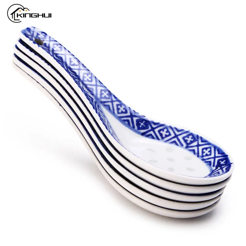 5Pcs-Ceramic-Spoon-Chinese-Style-Children-Rice-Scoop-Porridge-Spoon ...