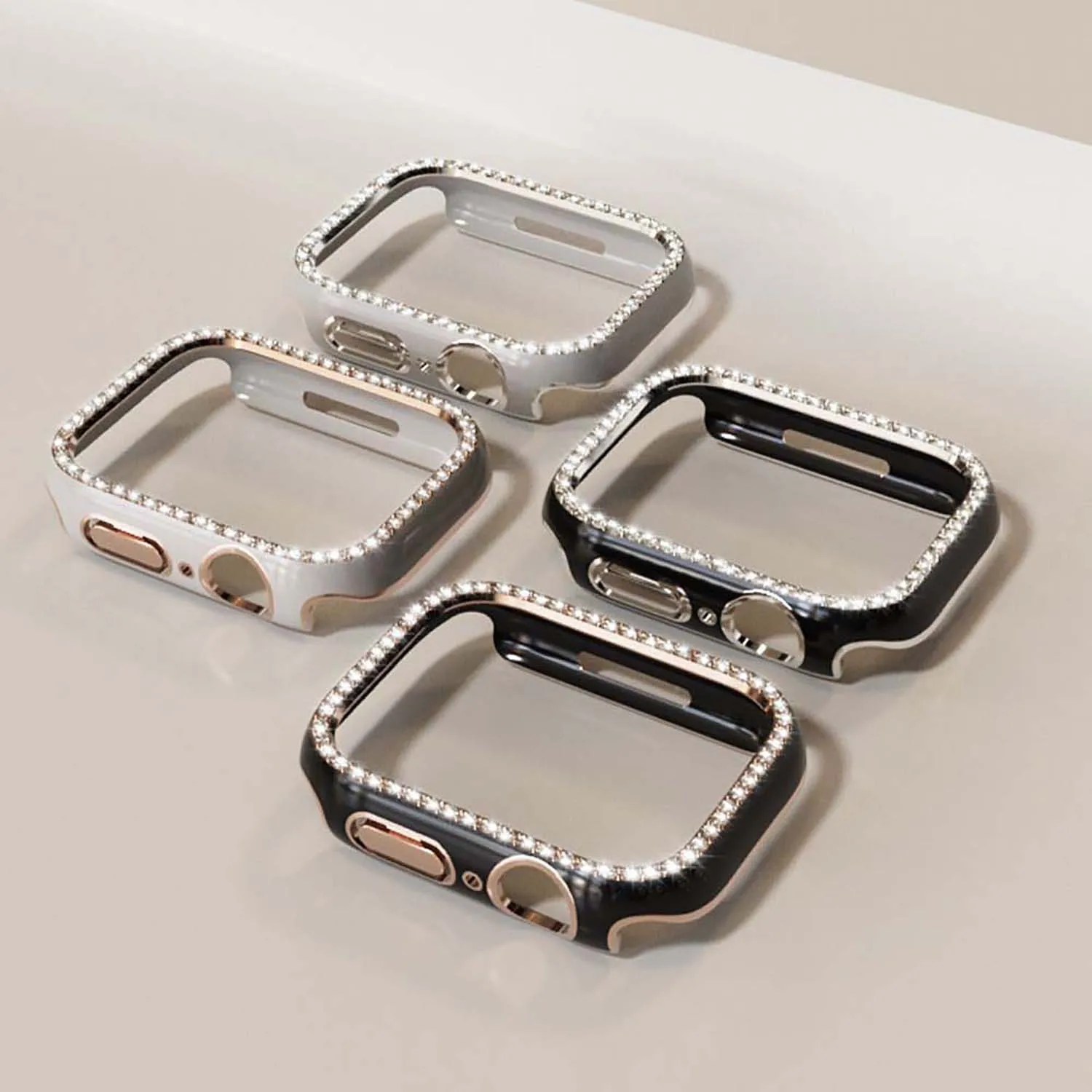 Two tone single diamond hollowed out watch case for Apple Watch S10 42 ...