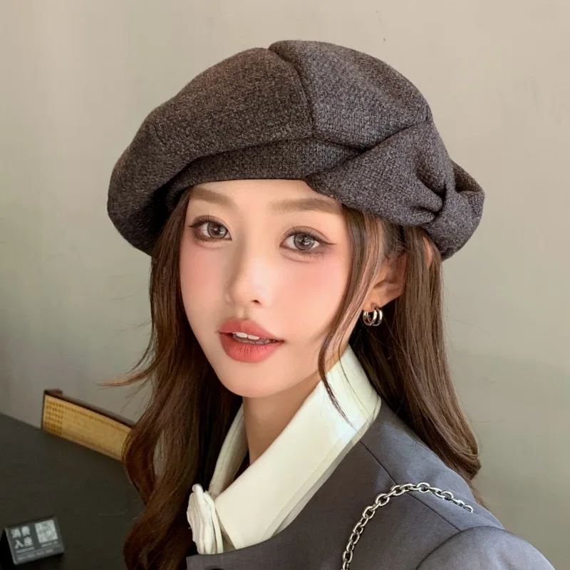 Japanese Retro Beret - Bow Detail Cloud-like Soft Fit for Large Head ...