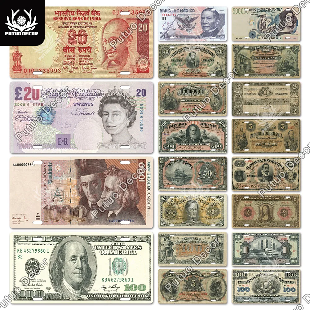 Money Licenses Plate | Metal Vintage Plate | Tin Plate Money | Wall ...