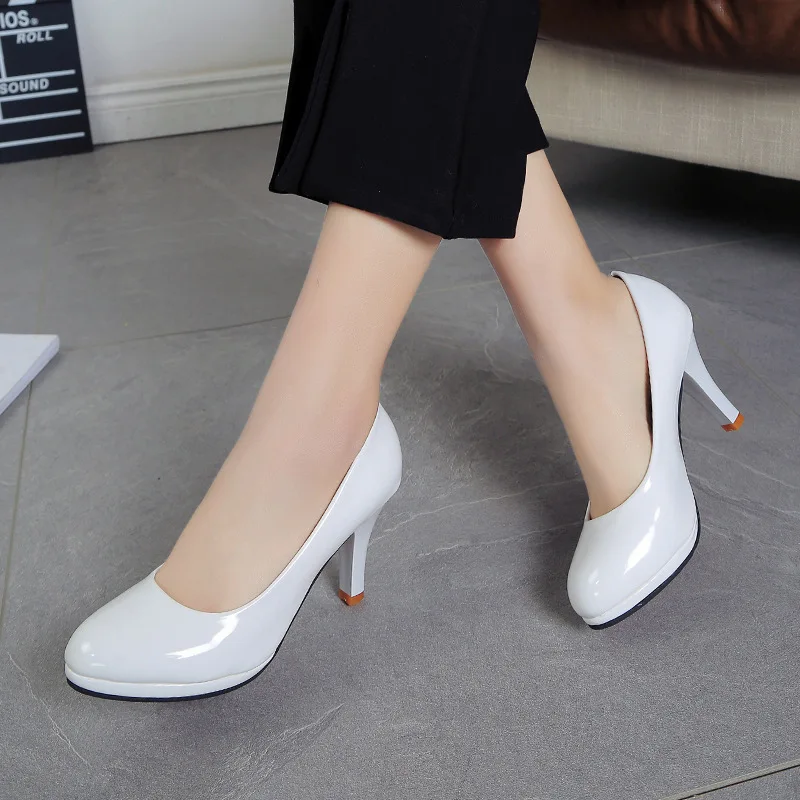Spring-Autumn-New-Style-European-Round-Toe-Shallow-Heel-Fin-Heel-Patent ...