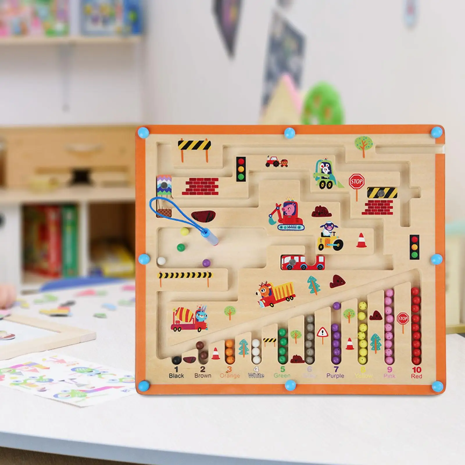 Magnetic-Color-and-Number-Maze-Fine-Motor-Skills-Math-Counting-Wooden ...
