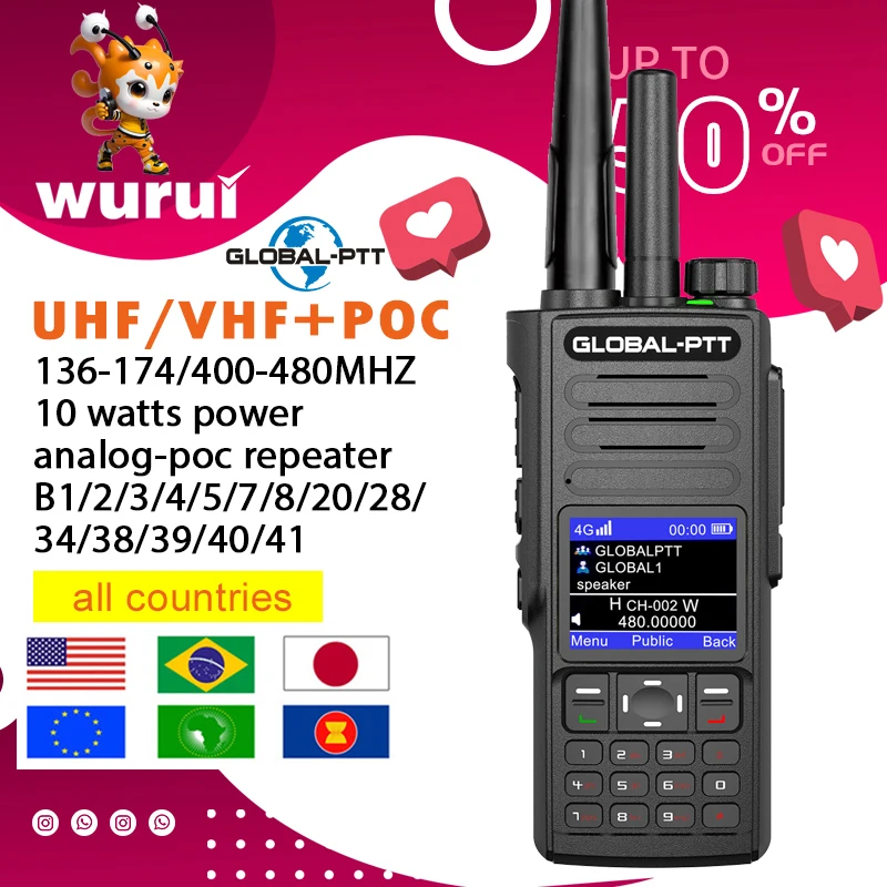 G8 VHF global-ptt B1 B2 B4 B5 4G walkie talkie POC 10watts powerful Two-way radio commutator ...