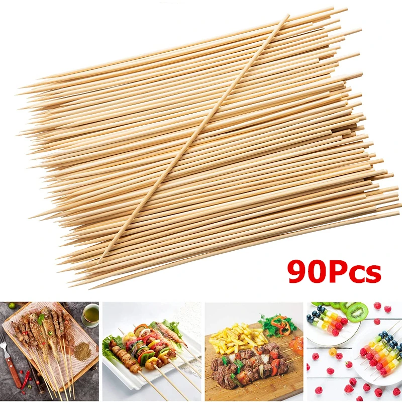 LMETJMA-90-Pcs-25cm-Natural-Bamboo-BBQ-Skewers-Bamboo-Sticks-BBQ-Kabob ...