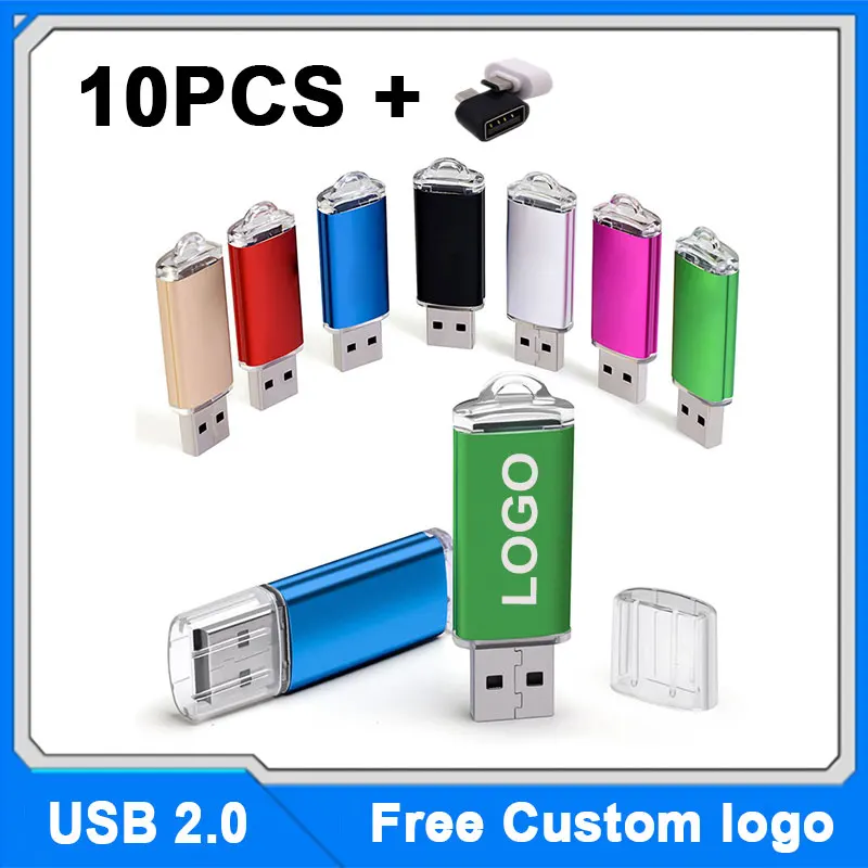 10PCS-Wholesale-Free-custom-logo-USB-Flash-Drive-Pen-Drive-typec-to-usb ...