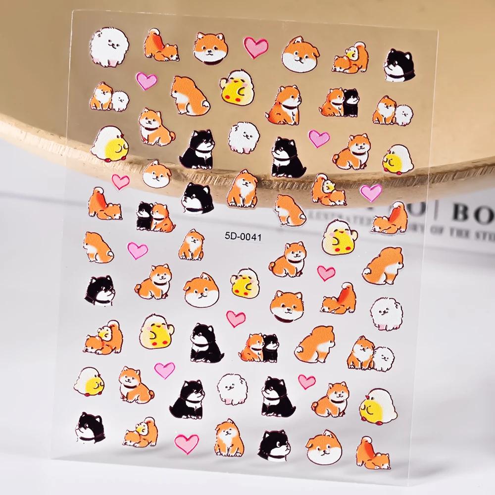 1 Stück 5D Cartoon Shiba Inu/Husky Nail Art Aufkleber Hund, Katze ...