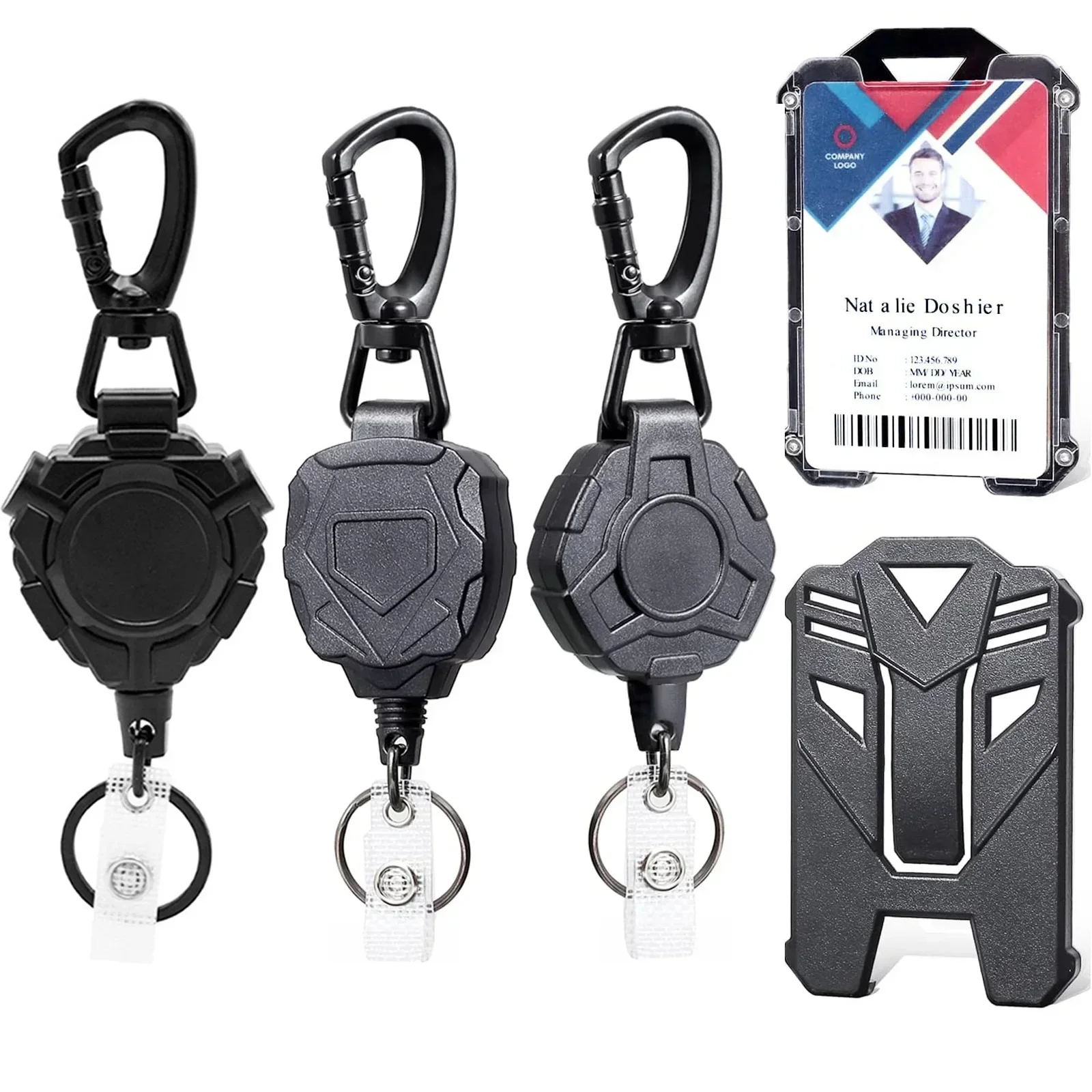 Heavy Duty Stainless Steel Id Badge Holder Keychain With Retractable ...