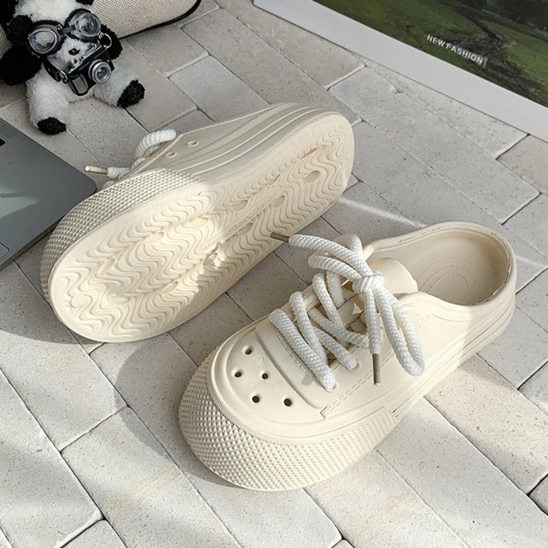 Women Fashion Clogs Lace-up Platform Slippers Summer Shoes Soft EVA ...