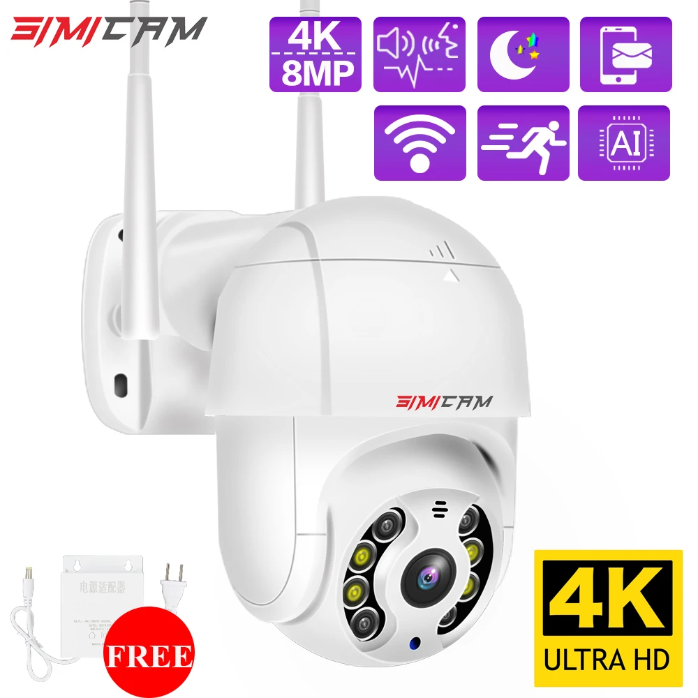 SIMICAM 4K PTZ IP WIFI Security Camera Color Night Vision With Two Way ...
