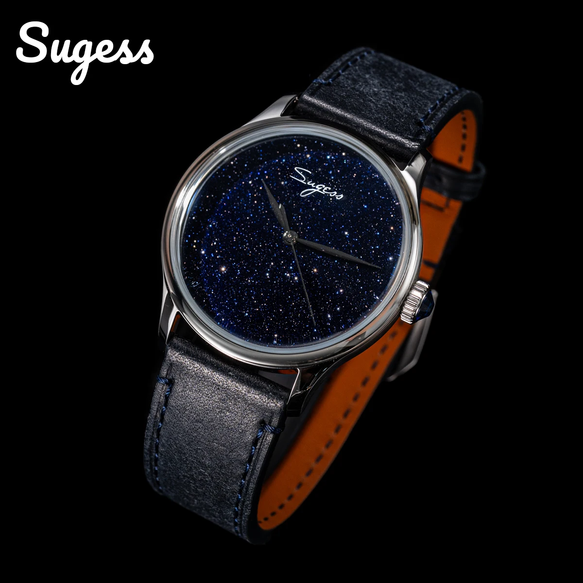 Sugess 38mm Automatic Mechanical Men Watch Blue GoldStone Dial Origin ...