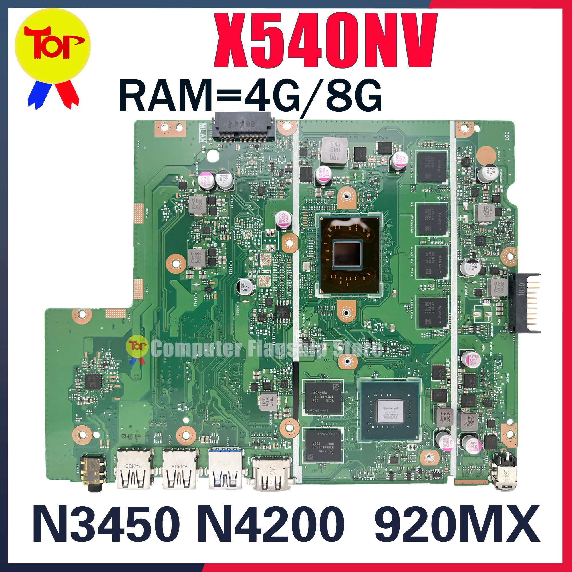 KEFU X540N Laptop Motherboard For ASUS X540NV X580NV CPU N3450 N4200 4G ...