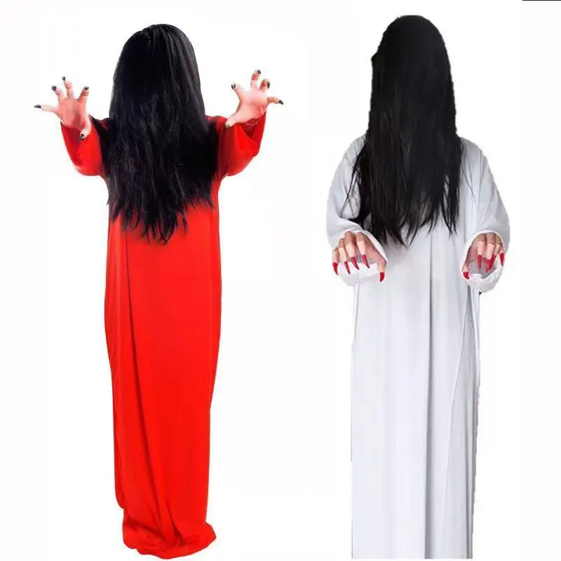 White-Dress-Ghost-Bride-Dress-White-Zombie-Suit-Scary-Suit-Scary-Sadako ...