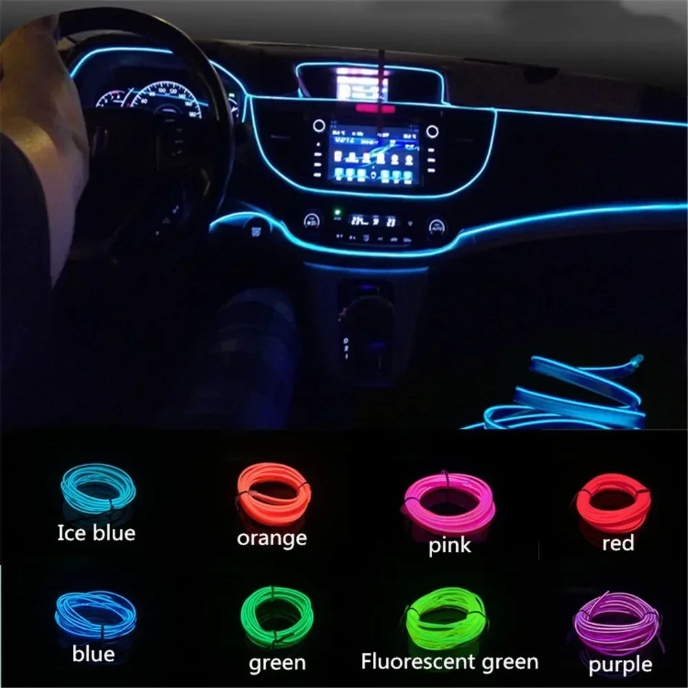 1M-3M-5M-car-interior-led-light-strip-EL-flat-wire-interior-lighting ...