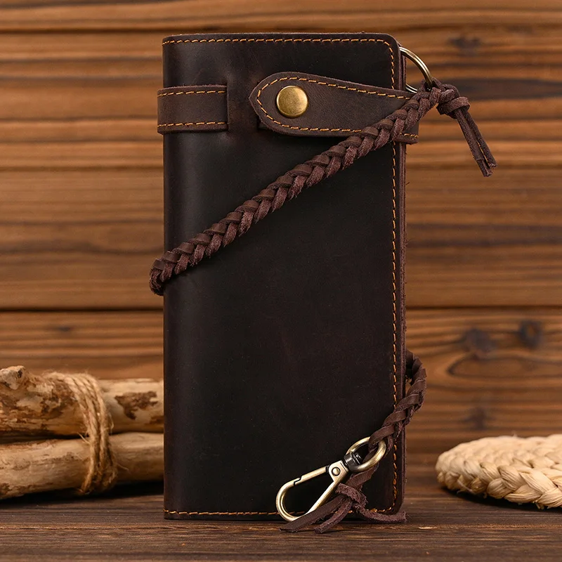 Newsbirds-Genuine-Leather-Long-Wallet-Wrist-Belt-Strap-Chain-Wallet ...