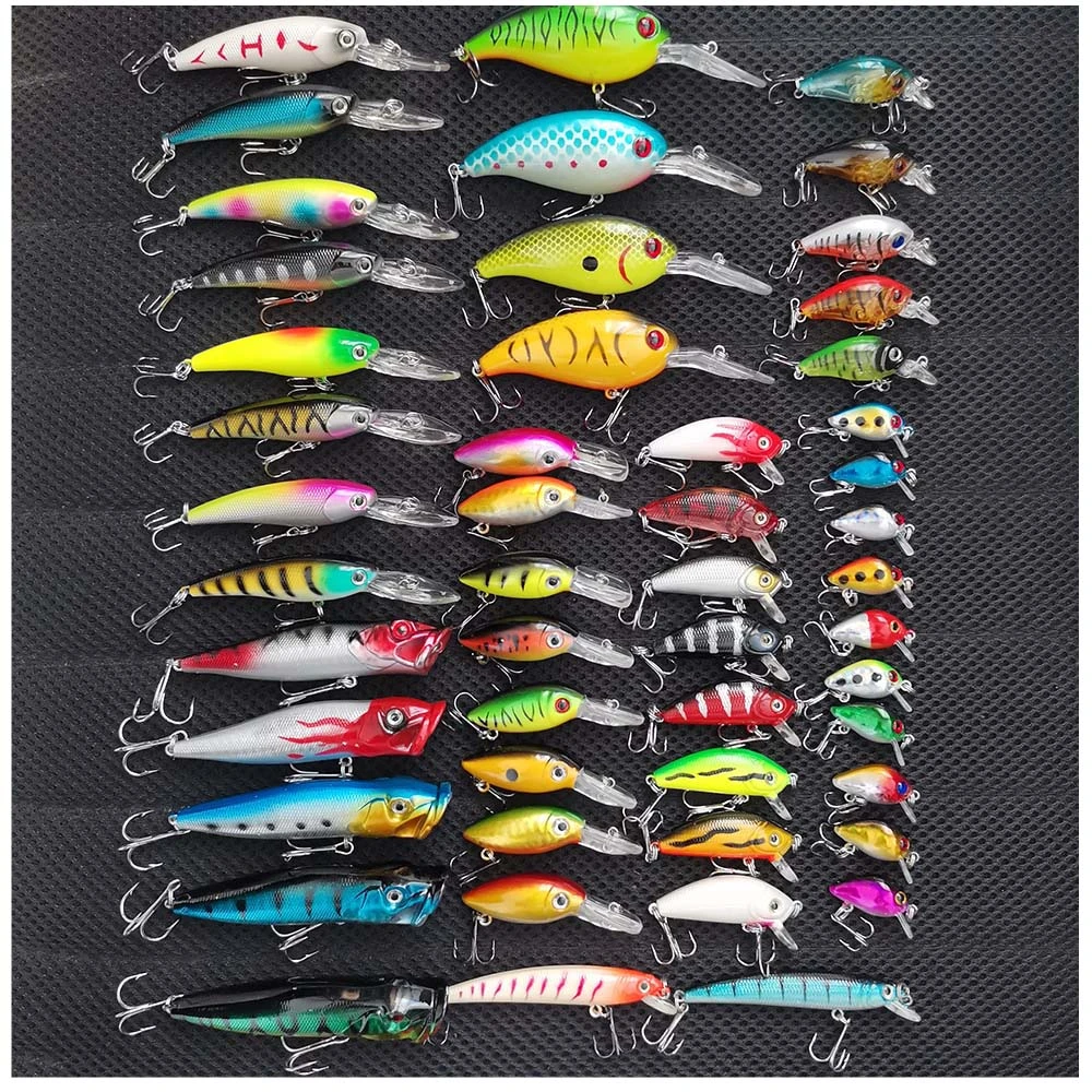 52pcs Lot Mixed Fishing Lures Minnow Crankbaits Bass Baits Wobblers Set ...