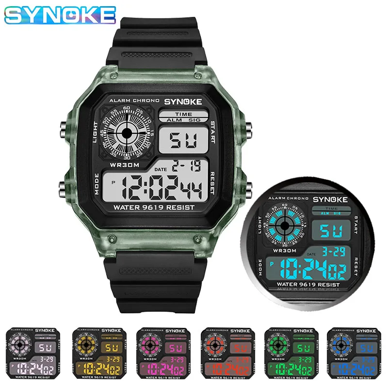 SYNOKE-relojes-deportivos-transparentes-para-hombre-pulsera-Digital ...