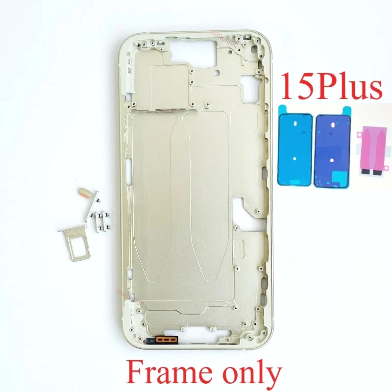For iPhone 15 Plus Middle Frame Bezel Housing Side Button Chassis ...