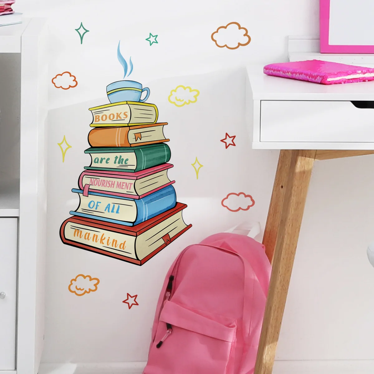 Never Stop Reading Wall Decals Library School Classroom Book Study Room ...