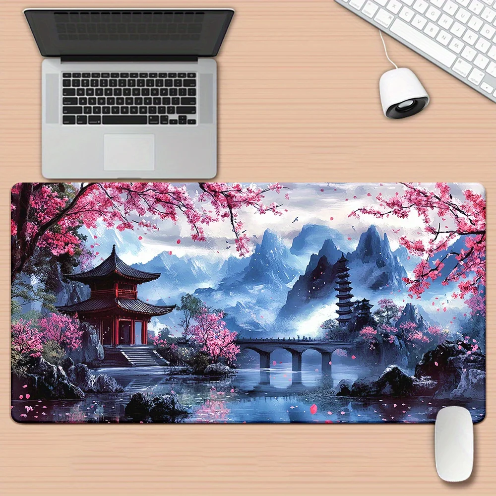 Cherry blossom Ink Painting Landscape Mouse Pad Desk Mat gaming mats ...