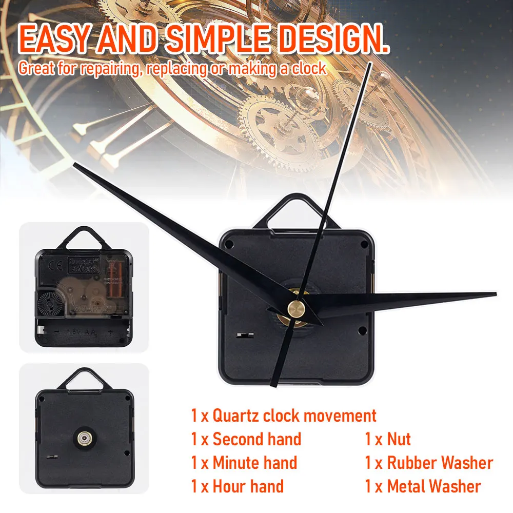 6168-Model-Silent-Black-Large-Wall-Clock-Quartz-Clock-Movement ...