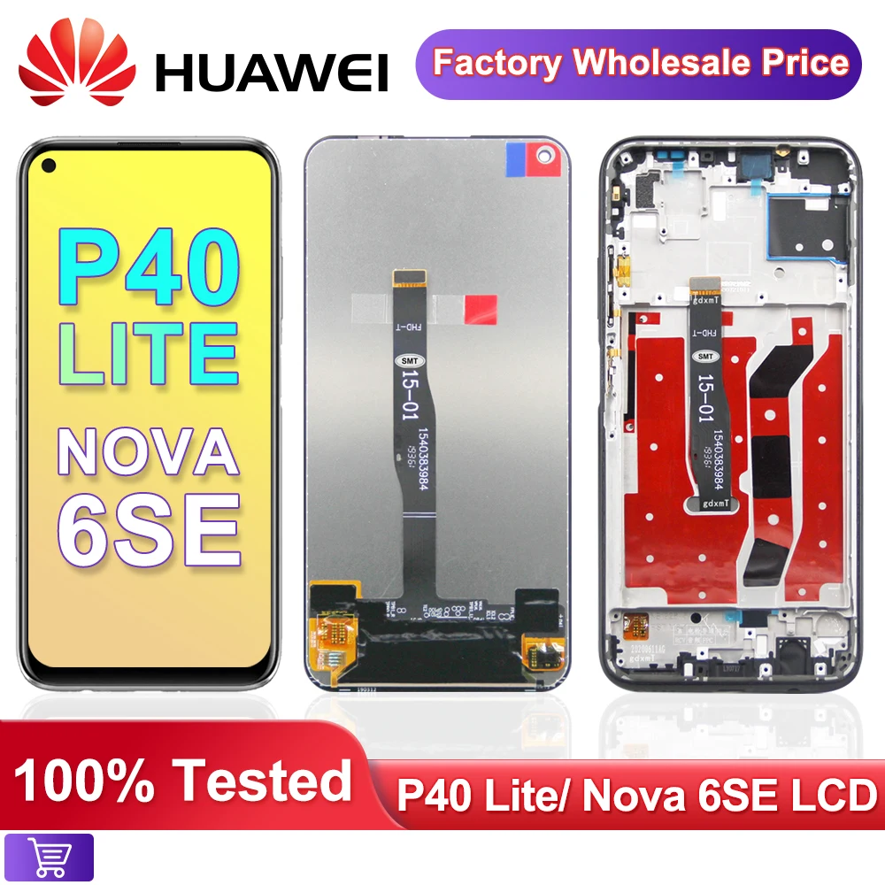 Pantalla LCD Original para Huawei P40 Lite, repuesto de pantalla Nova 6 SE, con marco ...