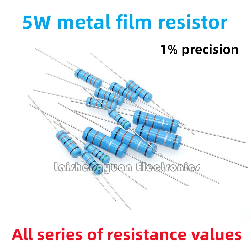 20PCS 5W metal film resistor 1% precision color ring resistor 1 ohm 10R ...
