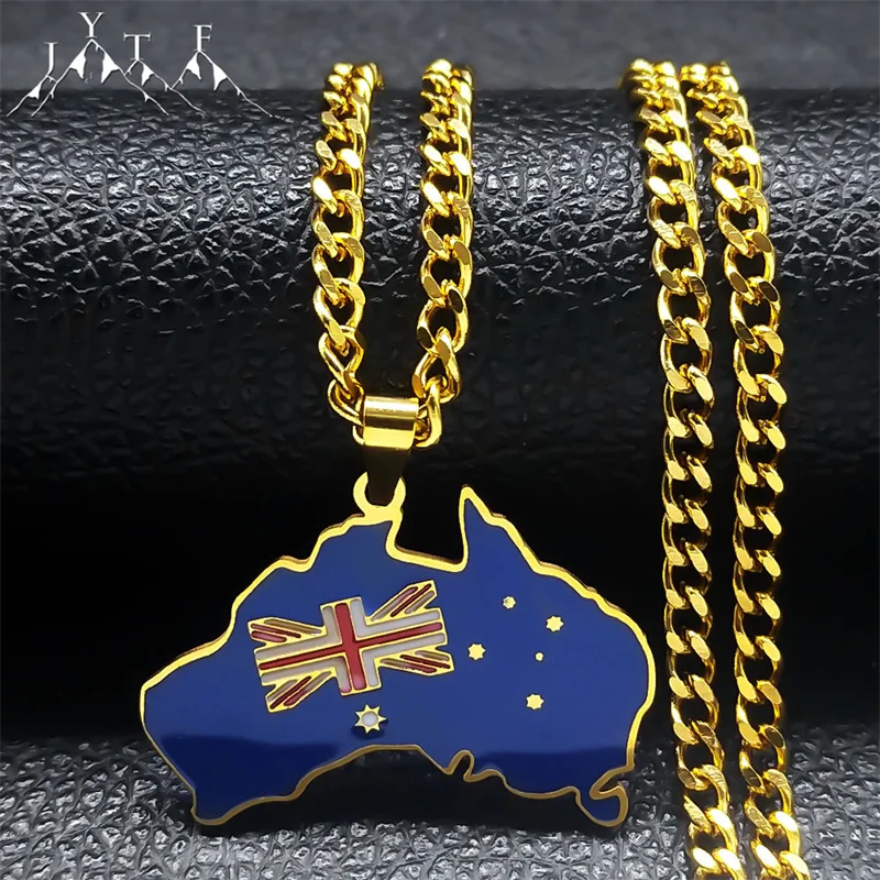 Fashion-Australia-Country-Map-Flag-Pendant-Necklaces-Stainless-Steel ...