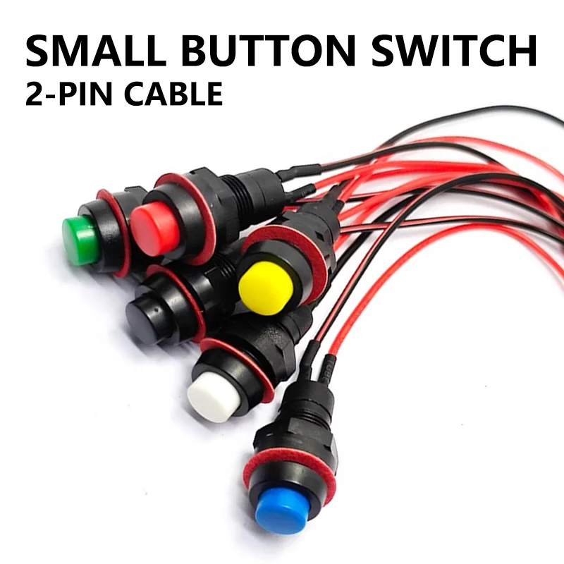 5-20PCS-DS-211-10MM-Round-Button-Switch-With-Cable-Locking-Self-Locking ...