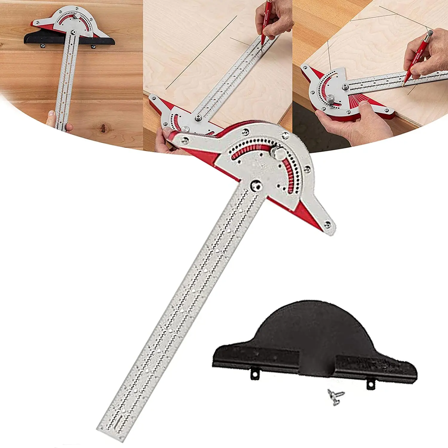 T-Type Woodworkers Edge Rule Protractor Woodworking Ruler Angle Measure ...