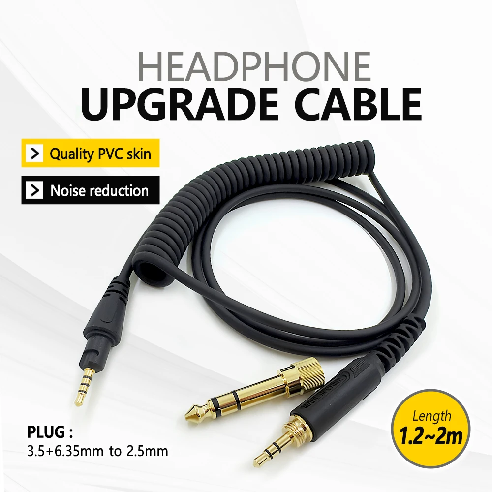Replacement Headphone Cable Spring Cord Gold Platings For Pioneer HDJ ...