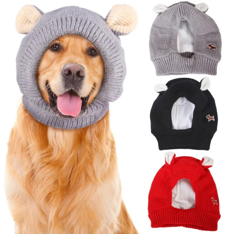 Quiet Dog Ear Muffs Noise Protection Pet Ears Covers Knitted Hat ...