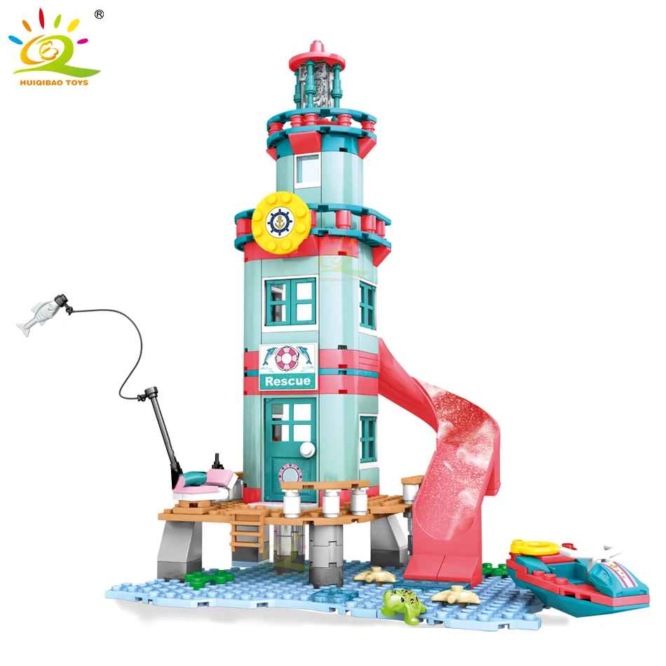 HUIQIBAO-282pcs-Friends-Seaside-Lighthouse-Rescue-Center-Building ...
