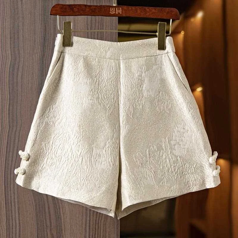 New-Chinese-Style-Women-s-Shorts-Three-Dimensional-Embossed-Pants ...