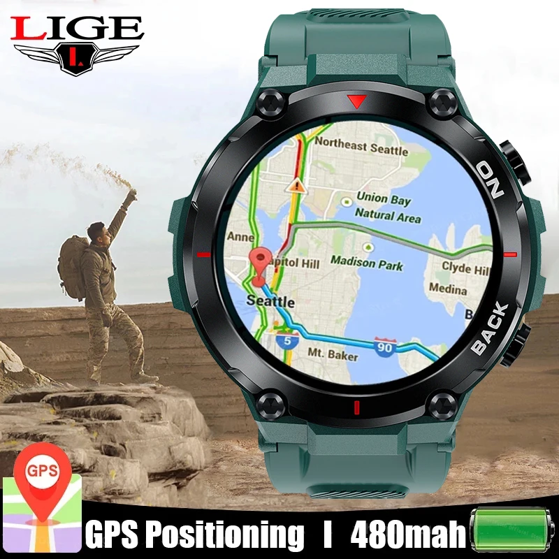 LIGE GPS New Smart Watch Men Outdoor Sports Fitness Bracelet Blood ...