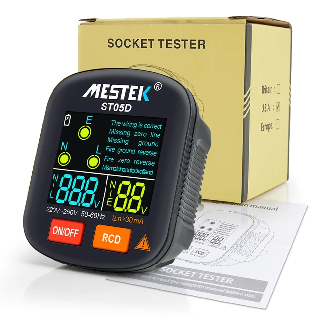 MESTEK Socket Tester Detector wiring Electroscope Electric Plug Color ...