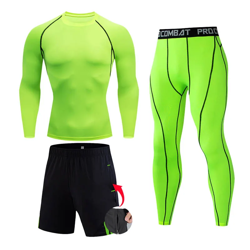 3 Pcs/Set Men's Tracksuit Sports Suit Gym Fitness Compression Clothes ...