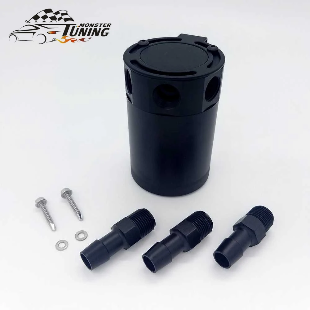 Universal-Oil-Catch-Can-Aluminum-Baffled-Oil-Catch-Tank-3-Port-Air-Oil ...