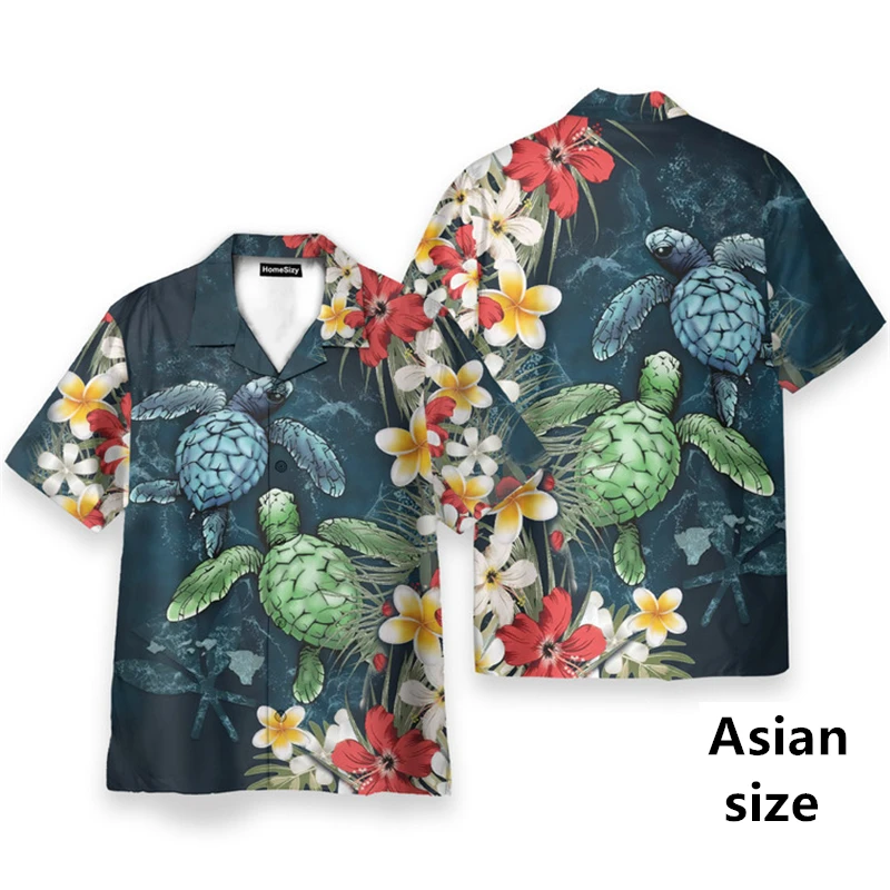 Summer New Men's Hawaiian Shirt 3D Print Sea Turtle Graphic Print Aloha ...