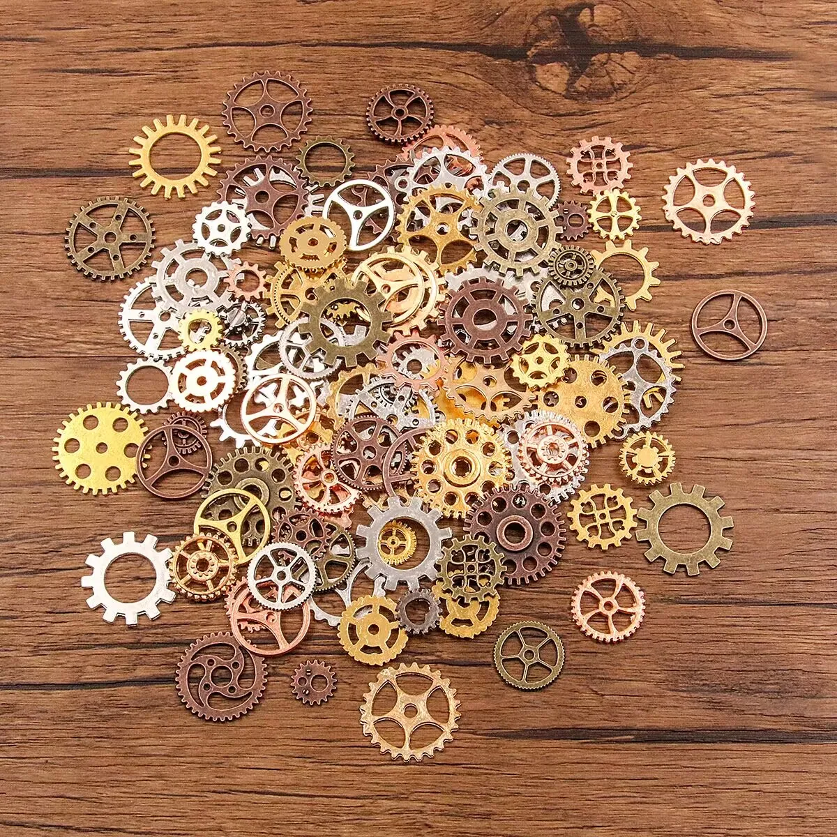 Engranajes Steampunk Dorados Minichistera Steampunk Con Plumas Y