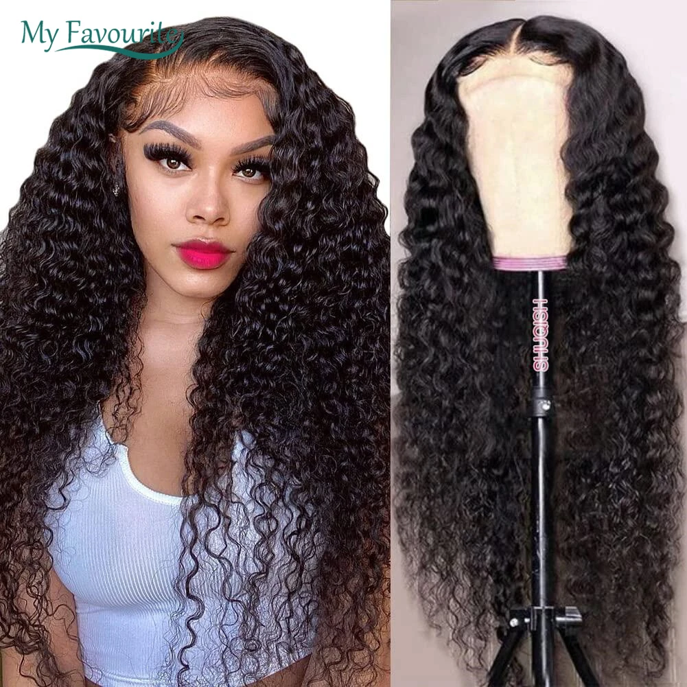 Lace Frontal Closure 13x4 Deep Wave Wigs Brazilian Curly 100% Human ...