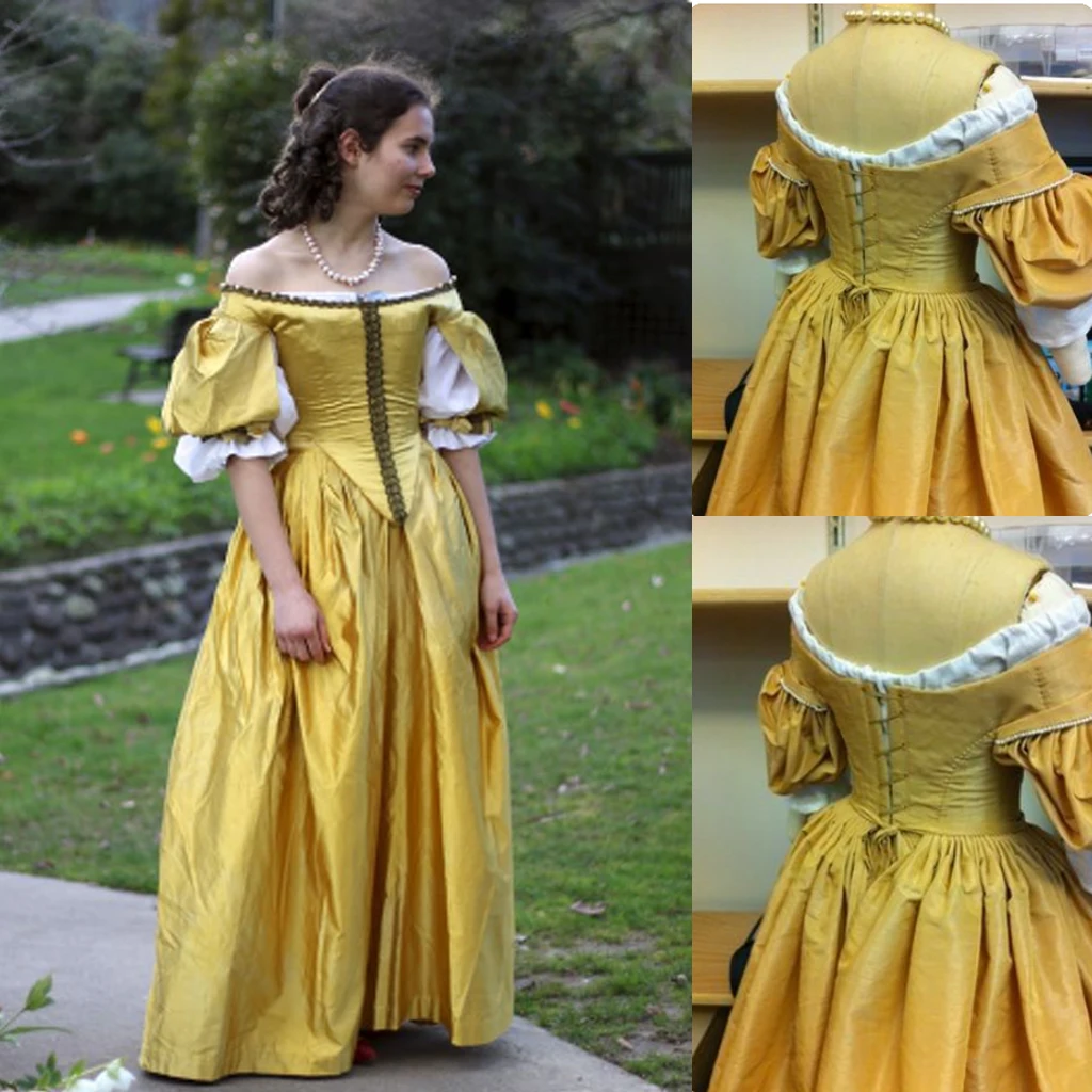 17th-century-Dress-Gowns-Medieval-Renaissance-Yellow-Green-Ball-Gown ...
