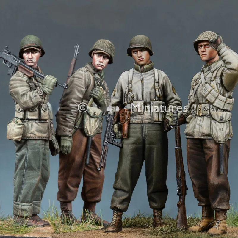 1-35-Scale-WW2-US-Infantry-Four-Person-Collection-Resin-Figure-Assembly ...