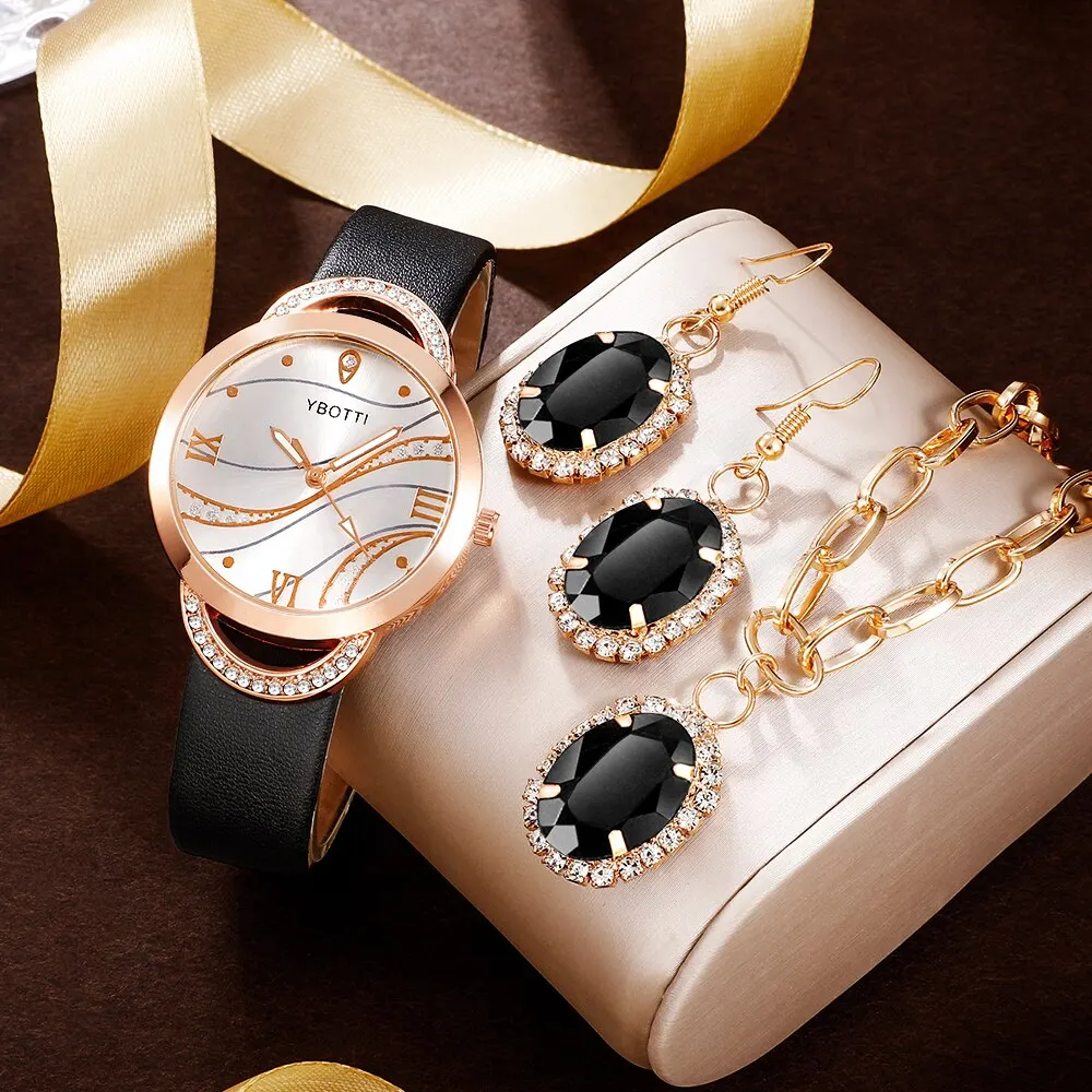 4pcs-Set-Womens-Fashion-Quartz-Watch-Female-Clock-Luxury-Brand-Design ...