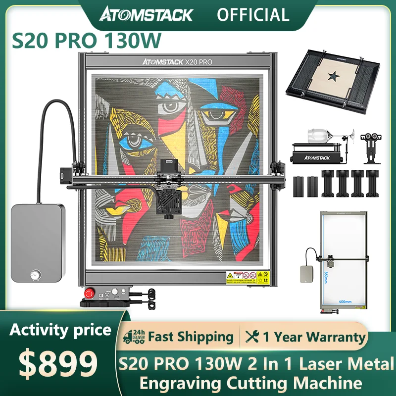 Atomstack X20 S20 Pro 130w Graveur Laser Bricolage Métal Acrylique Bois ...