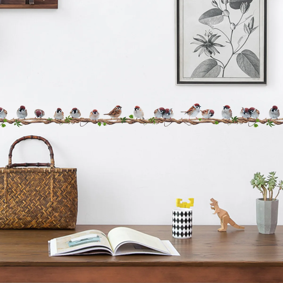Birds-On-Vine-Wall-Stickers-Skirting-Waist-Line-Home-Decor-Living-Room ...