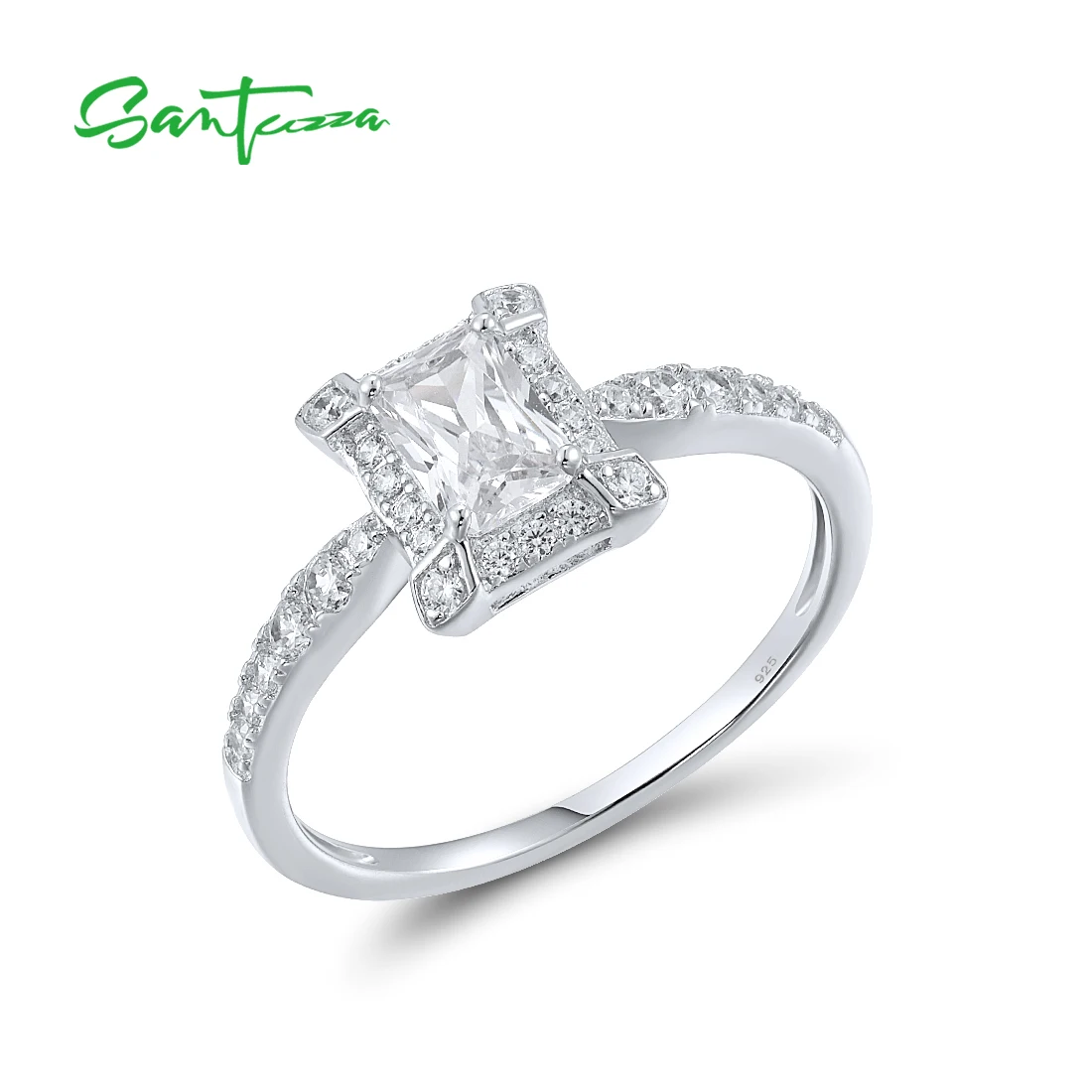 SANTUZZA anillo rectangular de Plata de Ley 925 auténtica para mujer ...